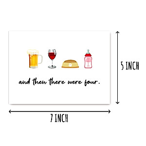 KrysDesigns Cute Baby Card - Cute Baby Shower Card - And Then There Were Four - Funny New Parents Card - Dog Cat And Kid, 5 x 7 inches, UNALQRGLV3