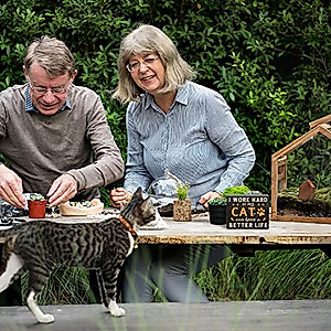 Putuo Decor I Work Hard So My Cat Can Have a Better Life Box Sign, Decorative Funny Inspirational Decor for Bedroom, Living Room, Gifts for Cat Lovers, 4.7 x 5.9 Inches