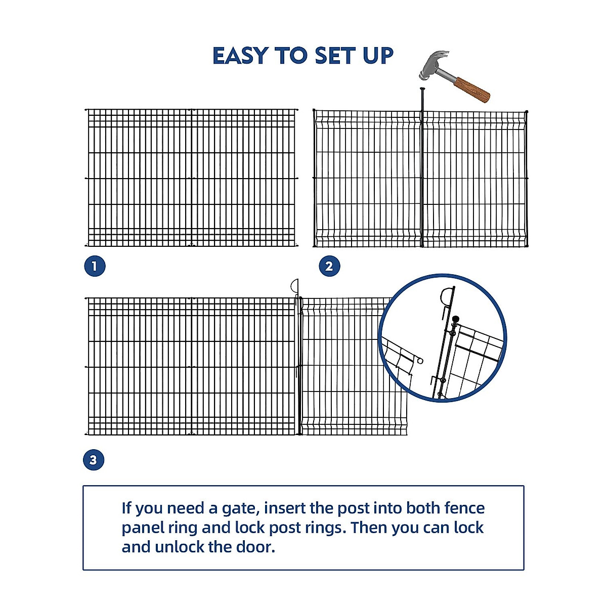 Hopesun Decorative Garden Fence Fast Installation Multi-Purpose Metal Pet Fence Kit Outdoor