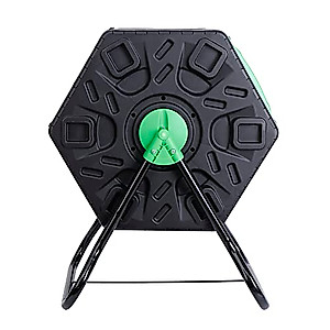 HomGarden Single Chamber Compost Tumbler for Garden and Outdoor, 18.5 Gallon High Volume Composter Bin with Sliding Door, Black