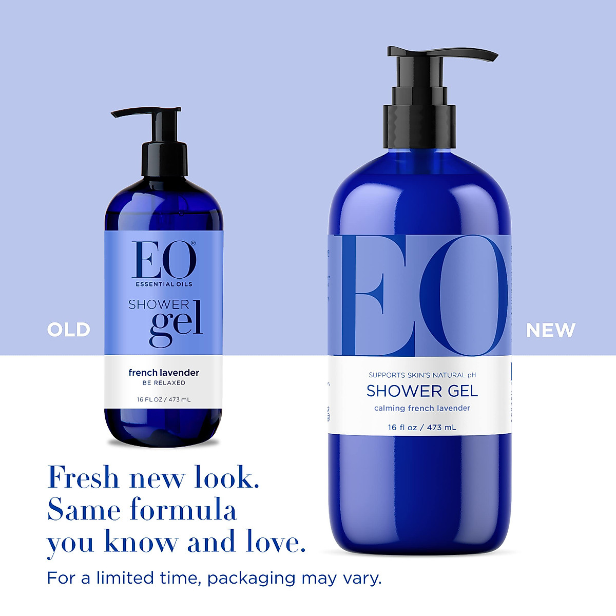 EO Shower Gel Body Wash, 16 Ounce (Pack of 2), Lavender, Organic Plant-Based Skin Conditioning Cleanser with Pure Essentials Oils