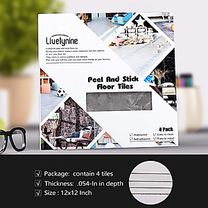 Livelynine Peel and Stick Floor Tile 12X12 Inch Grey Concrete Vinyl Flooring Peel and Stick Tile for Kitchen Flooring Bathroom Lamiante Flooring Waterproof Linoleum Flooring Tiles Sticky, 4 Pack