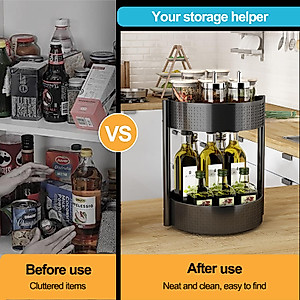 Lazy Susan Turntable Organizer,2 Tiered Rotating Kitchen Storage Rack,Fridge Lazy Susan Turntable for Cabinet,Refrigerator,Dining Table,Kitchen Counter,Pantry,Fridge,Spice Rack Organizers and Storage