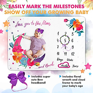GROWY BABY Milestone Blanket for Baby Girl Gifts - Nursery Decor Baby Monthly Milestone Blanket Girl - Newborn Baby Shower Flannel Fleece Girl Milestone Blanket - 60"x40"