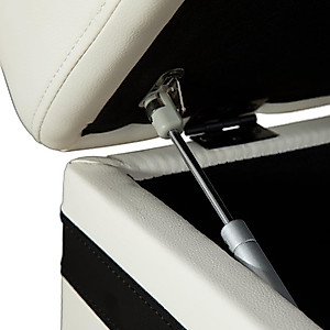 HOMVET L-Shaped Corner 5 Seaters Chaise & Storage Ottoman,Modern Faux Leather Sectional & Sofa Couch with 2 Pillows for Home Office Apartment Living Room Furniture Sets, PU Right, White and Black