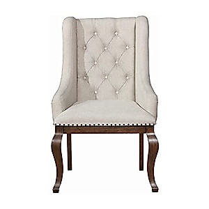 Coaster Home Furnishings Brockway Glen Cove Arm Chairs with Button Tufting and Nailhead Trim Antique Java and Cream (Set of 2)