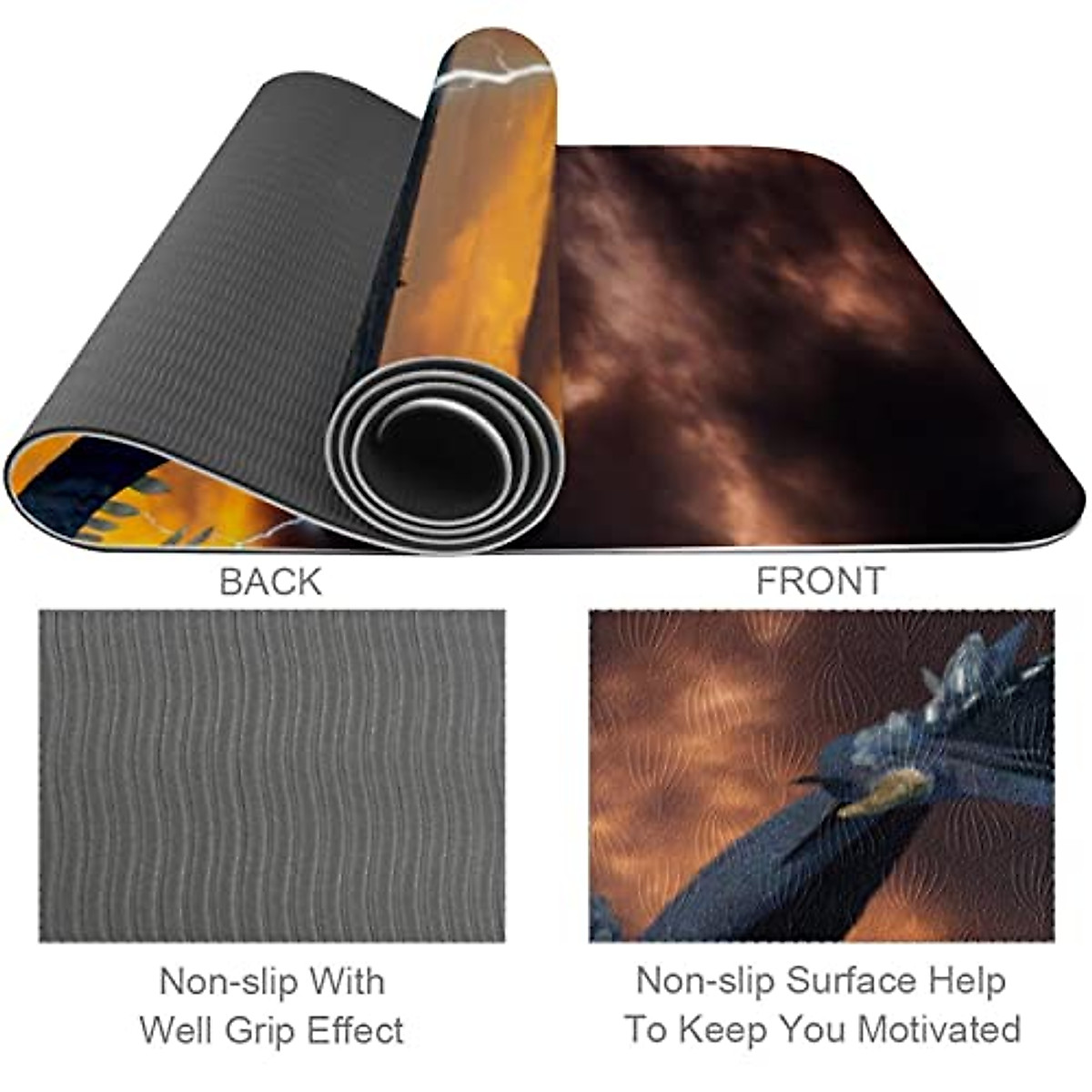 Yoga Mat, Yoga Mats for Home Workout, Workout Mat, Exercise Mats, Pilates Mat, Dragon and Fish