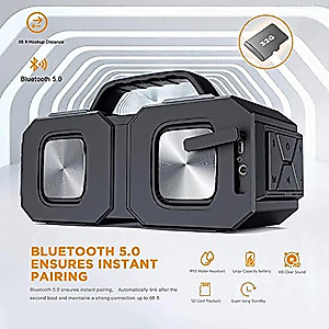 BUGANI Bluetooth Speaker, M83 Upgraded Wireless Waterproof Portable Speakers, Better Bass, Longer Battery Life, Mobile Power, Suitable for Outdoor Travel, Camping,Party