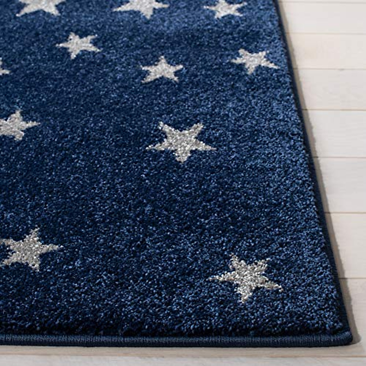 SAFAVIEH Carousel Kids Collection Accent Rug - 4' x 6', Navy & Grey, Non-Shedding & Easy Care, Ideal for High Traffic Areas for Boys & Girls in Playroom, Nursery, Bedroom (CRK135N)