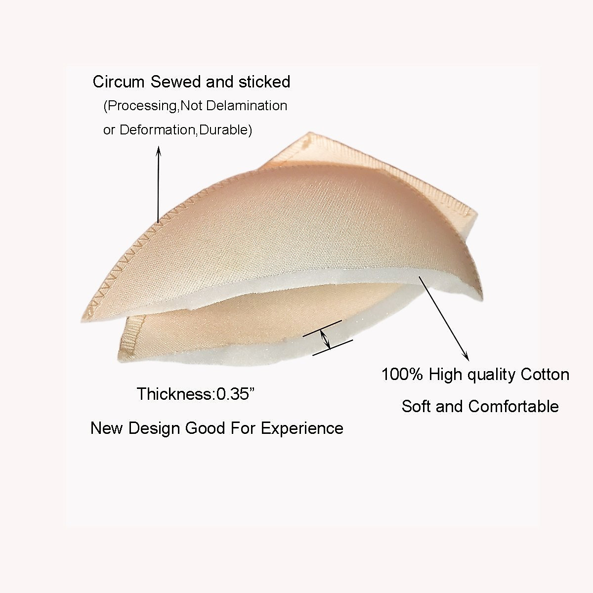 Fypxd 6 Pairs Bra pad Insert For sports bra or Bikini Tops 5X5 inch（Beige