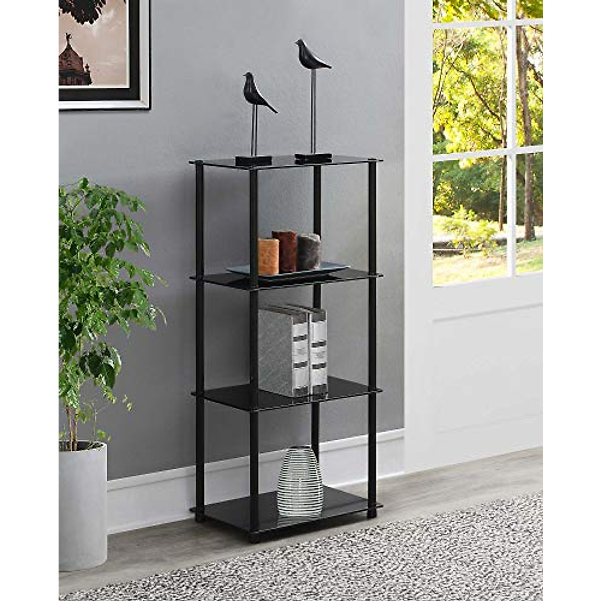 Convenience Concepts Designs2Go Classic 4-Tier Tower, Black Glass