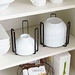 2PCS Dinnerware Bowl Plate Holder ,Bowl Holders Organizer Fit for 6.5 Inches Diameters Bowl, Metal Bowl Storage Dying Display Rack for Kitchen Drawer, Countertop, Cabinet, Shelf, Cupboard(Black）