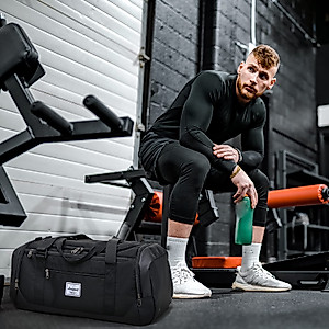 Laripwit Travel Duffle Bag for men 40L Medium Sports Gym Bag with Wet Pocket & Shoes Compartment Weekender Overnight Backpack for Traveling Duffel Bag Backpack for Women, Black