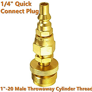 MCAMPAS 1lb Propane Disposal Adapter Fitting with 1/4" Quick Connect Disconnect Adapter for Convert Portable BBQ Grill, Bubby Heater, Weber Traveler Portable Gas Grill to Hook Up RV Trailer