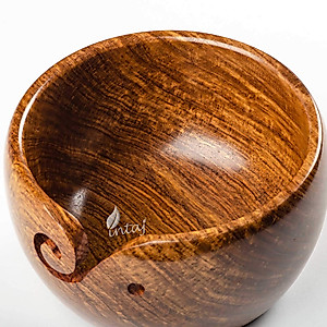 INTAJ Rosewood Yarn Bowl - Yarn Knitting Bowl Handcrafted - Christmas Gift - Wooden Yarn Bowl for Knitting and Crocheting (Rosewood, 7x4")