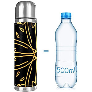 Stainless Steel Leather Vacuum Insulated Mug Vintage Flower Texture Thermos Water Bottle for Hot and Cold Drinks Kids Adults 16 Oz