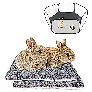 Amakunft 2 Pcs Large Guinea Pig Bed Mat, Rabbit Sleep Bed, 17.7x13.7x2 Inches, Small Animal Playpen for Bunny/Chinchilla/Hedgehog