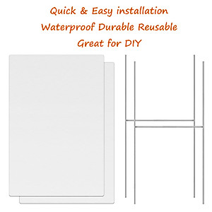 ANZEKE Blank Yard Signs with H- Metal Stakes, 2 Pack 18 x 12Inches White Corrugated Plastic Yard Lawn Sign for Party Decorations, Estate,Garage Sale Signs, Rent, Guidepost Decorations,Open House
