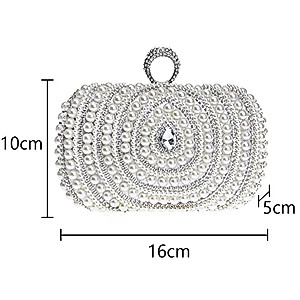 Santimon Wedding Clutch Purse Evening Bags For Womens Chain Dress Handbag Pearls Silver