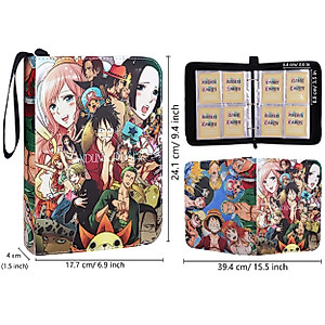 Roffatide 4 Pocket Binder Cards with 50 Removable Double Sided Pages Sheets Trading Card Binder Holds Up to 400 Cards Pockets Zipper Album For Boys Girls