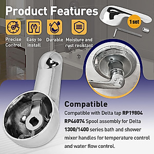 H79 Single Metal Lever Handle Kit - Chrome Finish Compatible with Delta 1300/1400 Series H79 Handle Replacement Part for Delta Tub with Ease- Bathroom Accessories Chrome