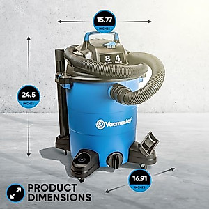 Vacmaster Wet Dry Vacuum 4 Peak HP 8 Gallon Shop Vacuum Portable Lightweight with 14.9KPa Powerful Suction for Dog Hair,Car,Garage,Workshop