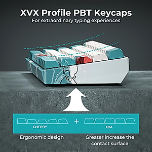 60 Percent Keyboard, XVX M61 Pro 3-Modes Wireless Mechanical Keyboard, Hot-Swappable Custom Gaming Keyboard, RGB Backlit Keyboard for Windows Mac PC Gamers(Coral Sea Theme, Pre-lubed Linear Switch)