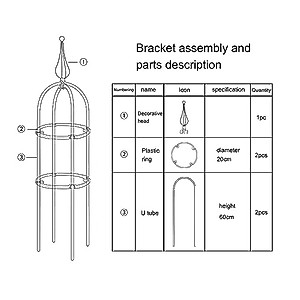 Durable Home Climbing Plant Support Black 20 X 60cm White Natural U-Hoops Durble External Rose Trellis Plants Stand