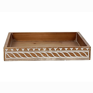 Thewense 12"x12" Farmhouse Decorative Ottoman Coffee Table Accent Tray，Perfect for Storage and Display, Small Square Wood Serving Tray for Office, Kitchen, Dining Room (Square Brown)