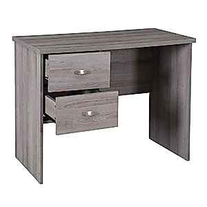 Studio Space 39.5" Modern Computer Desk, 2-Drawer Writing Workstation with A Simulated Cherry Wood Finish Table Top for Home Office, Grey
