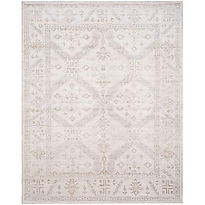 SAFAVIEH Maharaja Collection Accent Rug - 4' x 6', Beige & Blue, Hand-Knotted Traditional Viscose, Ideal for High Traffic Areas in Entryway, Living Room, Bedroom (MHJ442A)