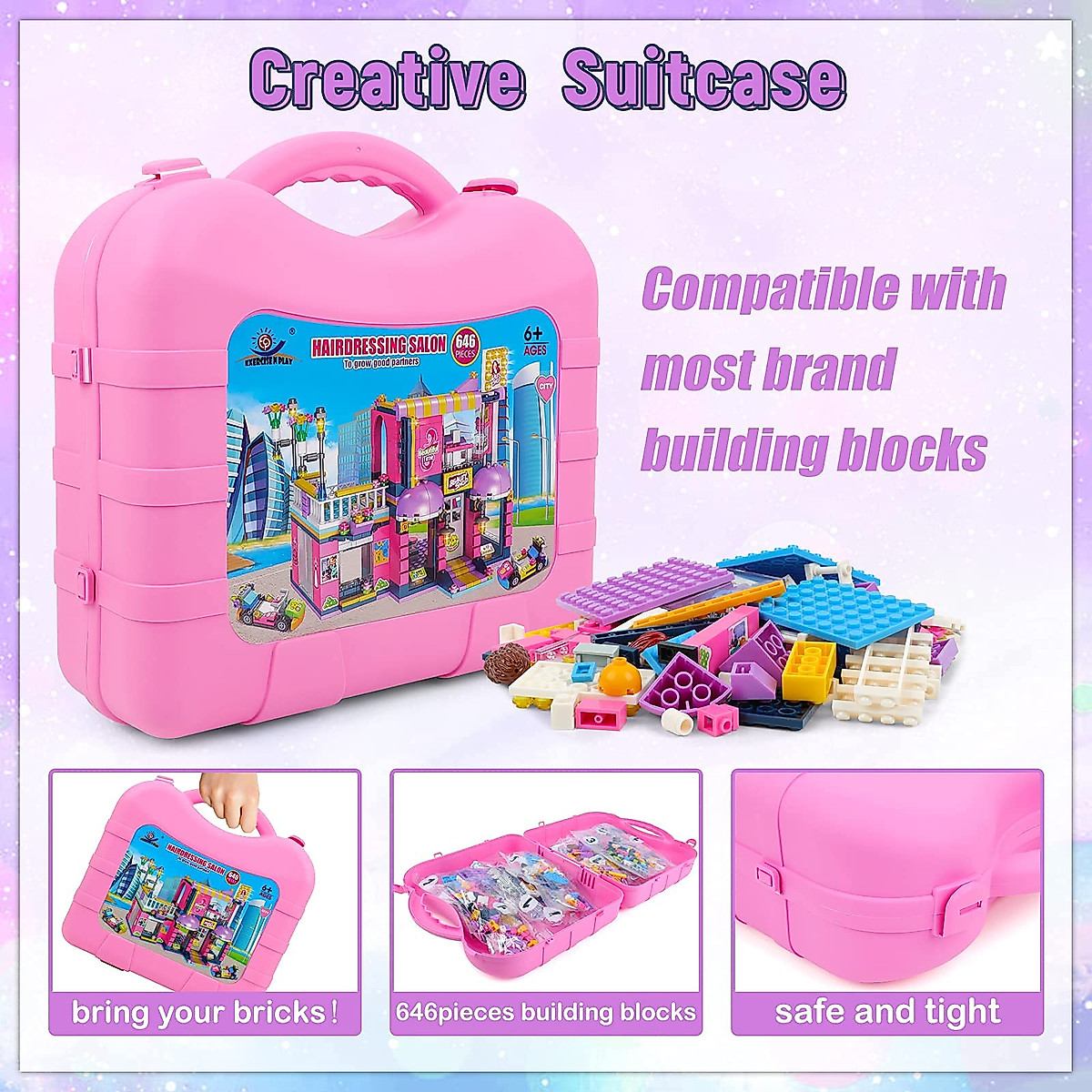 Friends Hair Salon Building Blocks Set House Creative Fun Toy Building Kit for Kids - Best Learning and Roleplay STEM Construction Toy Gifts with Storage Box for Girls 6-12 (646 Pieces)