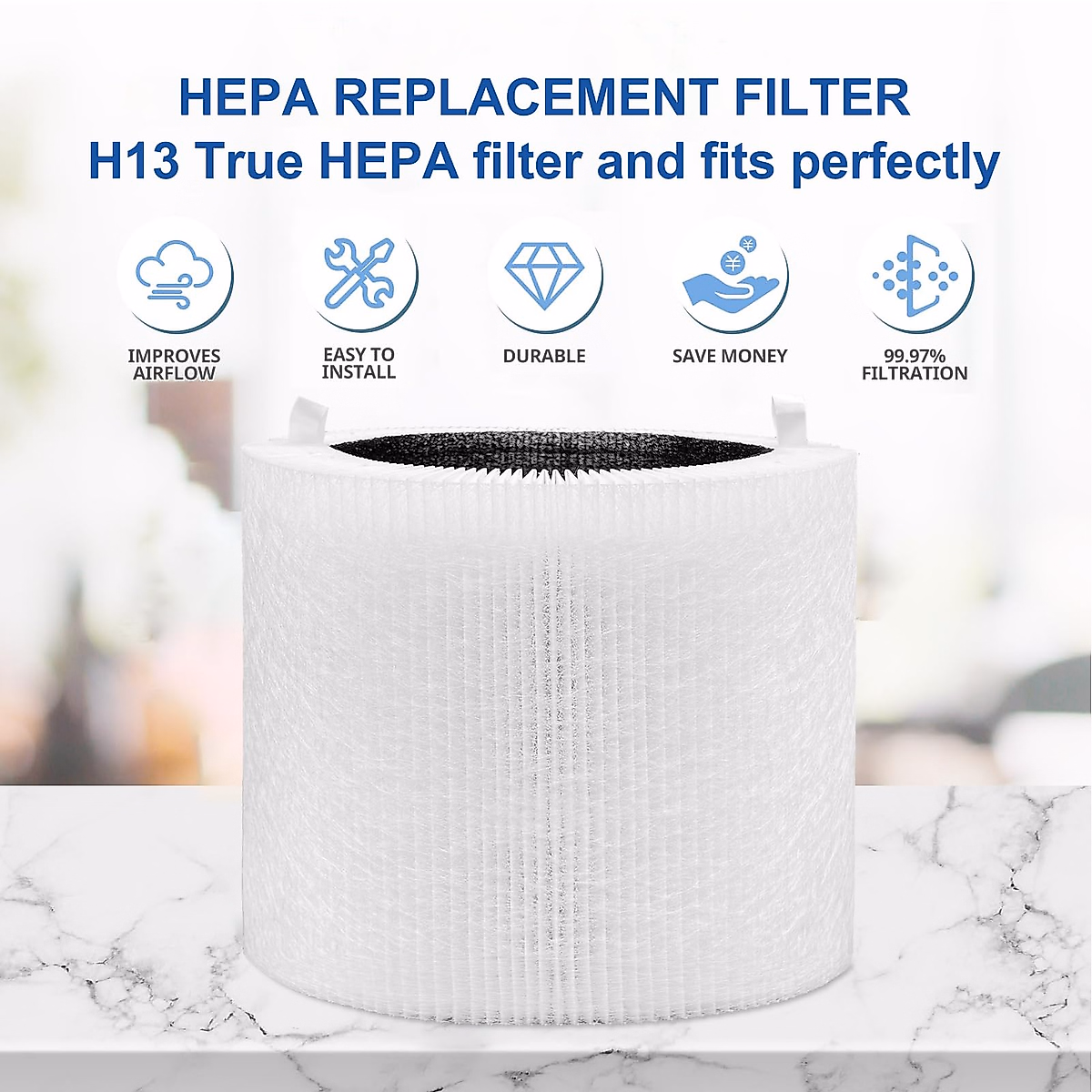 Blue Pure F2MAX Replacement Filter Compatible for Blueair Blue Pure 211i Max Blue Pure F2MAX Air Purifier Parts 2 Pack