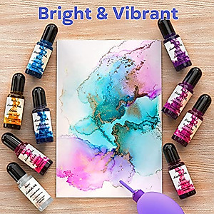 Alcohol Ink for Epoxy Resin - 24 Bottles Alcohol-Based Ink Set Vibrant Color High Concentrated Alcohol Paint Pigment Resin Ink for Resin Dye Crafts Tumblers Acrylic Fluid Art Painting, 10ml/0.35 fl oz
