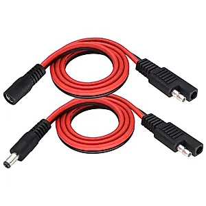 zdyCGTime SAE Plug to DC 5.5 x 2.1mm (Female and Male) Adapter Cable with SAE Polarity Reverse Adapter for Solar Panel Charger and Automotive RV Battery 14AWG (2ft/60cm)(1pair)