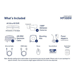 Lorex 4K 8 Channel 2TB DVR with 8 1080P Security Cameras