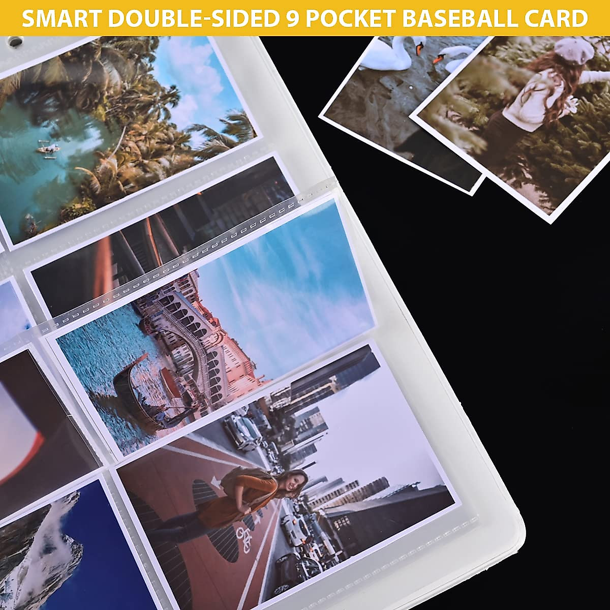 9 Pocket Page Protector, 390 Pack Trading Card Sleeve, Baseball Card Sheets for 3 Ring Binder, for Skylanders, MTG, Coupon, Game Cards, Trading Cards, Football Cards …