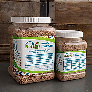 Retain by Rain Soil – 22 Oz – Water Holding Polymer Crystals Soil Additive – Store Up to 7 Gallons of Water for House & Garden Plants, Hanging Baskets – Reduce Watering Frequency