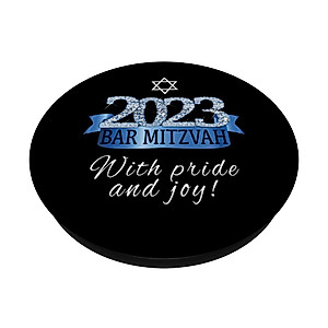 Bar Mitzvah 2023 I With Pride & Joy I Blue Banner Decor PopSockets Standard PopGrip