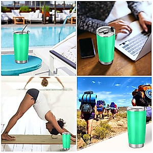 Amooorous Medium Spring Green Solid Color Pure Plain Stainless Steel insulated water bottle for home with Lid and Straw coffee travel mug 20oz for Water, Iced Tea or Coffee simply flip straw tumbler
