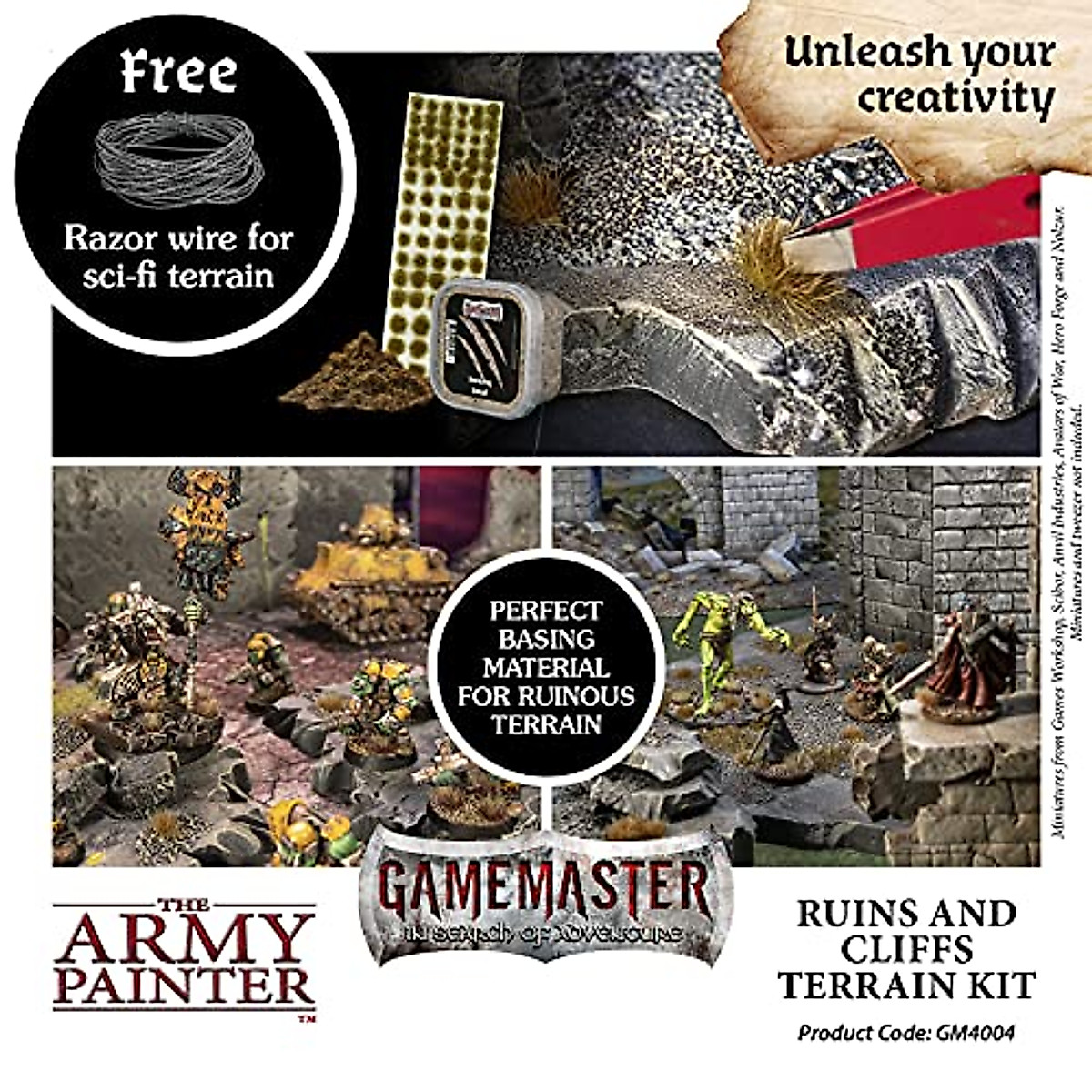 The Army Painter Terrain Paint Set with 5 Terrain Paint, 1 Spray, Basing Materials Gamemaster (Ruins & Cliffs Terrain Paint Beginner Set)