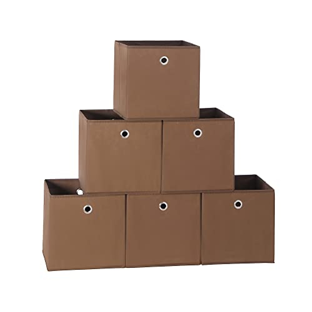 Rabtero Foldable Storage Cubes, Collapsible Cloth Baskets Open Storage Bins for Home Tidy and Storage-Brown, 6 Packs, 11 inches