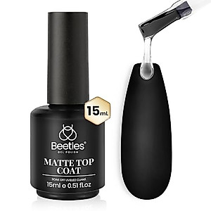Beetles Matte Gel Top Coat - 15ML No Wipe Matte Top Coat U V Soak Off Nail Lamp Polish Matte Nail Polish Finish and Long Lasting Gift Set for Women Kit