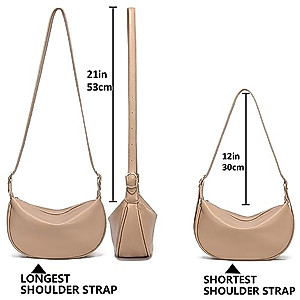 Small Crossbody Bags for Women, Crescent Bag Trendy Shoulder Bag Everyday Dumpling Bag Half Moon Purse for School Casual Travel - Vegan Leather Khaki