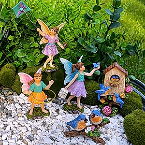 Mood Lab Fairy Garden - Playing Girls Kit of 5 pcs - Miniature Figurines & Accessories Set - Outdoor or House Decor