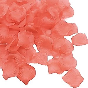 1000 Pcs Coral Silk Rose Petals Artificial Flowers Petals for Wedding Flower Girl Basket Aisle Scatter Dinner Table Centerpieces Party Confetti Bridal Shower Romantic Night Decoration