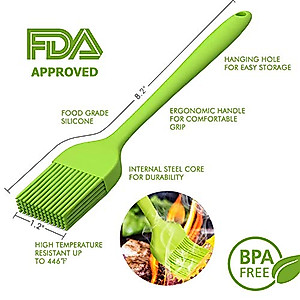 Kabob Skewers 17" Stainless Steel Long BBQ Barbecue Skewers, Flat Metal Kebob Sticks Wide Reusable Grilling Skewers for Meat Chicken,Set of 12 Including 2 Bonus Silicone Brush with Storage Bag