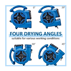 DRYACE 950CFM Centrifugal 1/4HP Air Mover,Carpet Dryer, Blower, Stackable, Daisy Chain,Portable Floor Blower Fan,for Janitorial, Home, Commercial Use