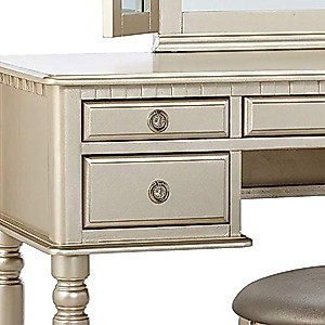 Bobkona F4079 St. Croix Collection Vanity Set with Stool, Silver