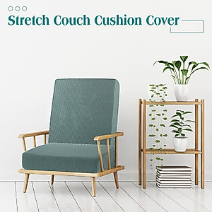 Newwiee 8 Patio Stretch Sofa Cushion Covers Outdoor Cushion Covers Replacement Couch Slipcovers Sofa Seat Cover Soft Chair Cover Furniture Protector for Pet (Dark Green)